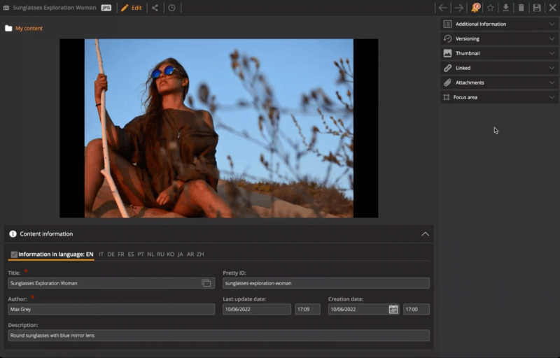 How to manually select a focus area for image delivery thanks to THRON RTIE